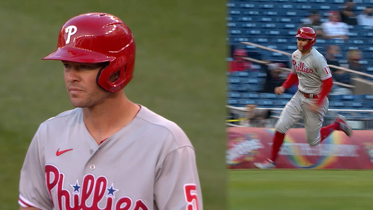 Andrew Knapp plates Rhys Hoskins on a single to left | 05/12/2021 ...