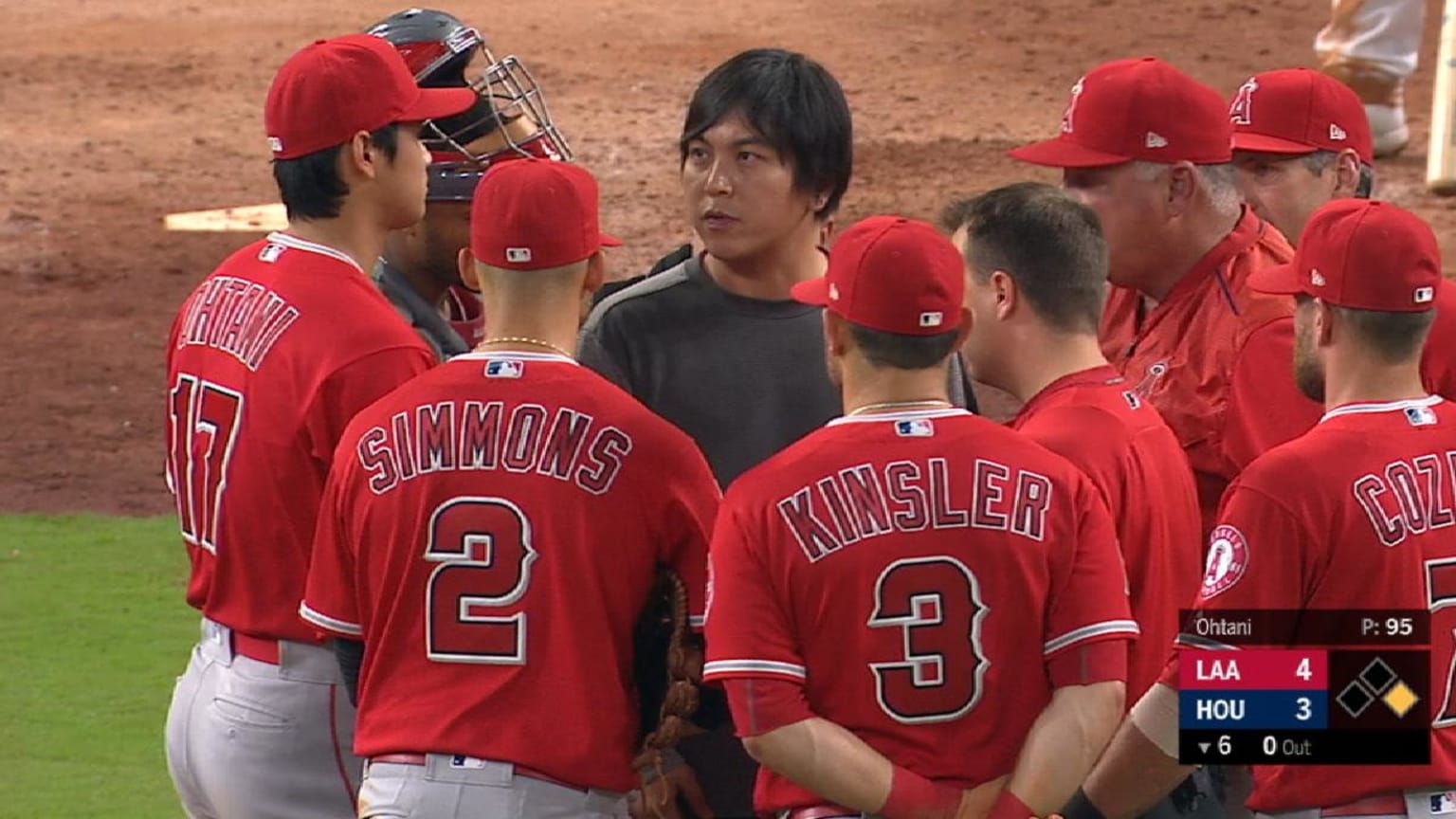 LAA@HOU: Trainers come out to check on Ohtani | 04/24/2018 | MLB.com