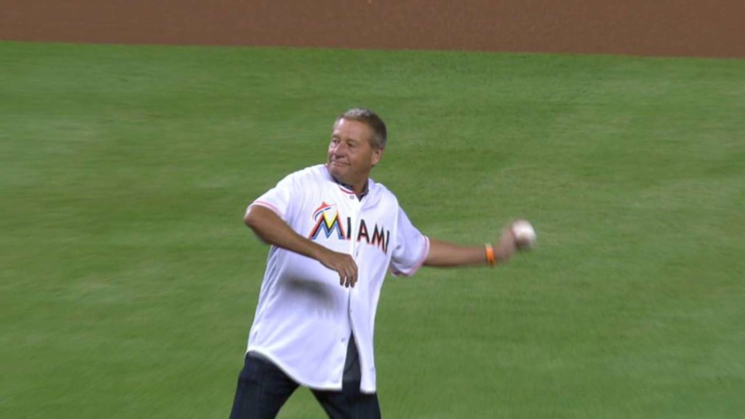 CIN@MIA: Peter Luukko throws out the first pitch | 07/08/2016 | MLB.com