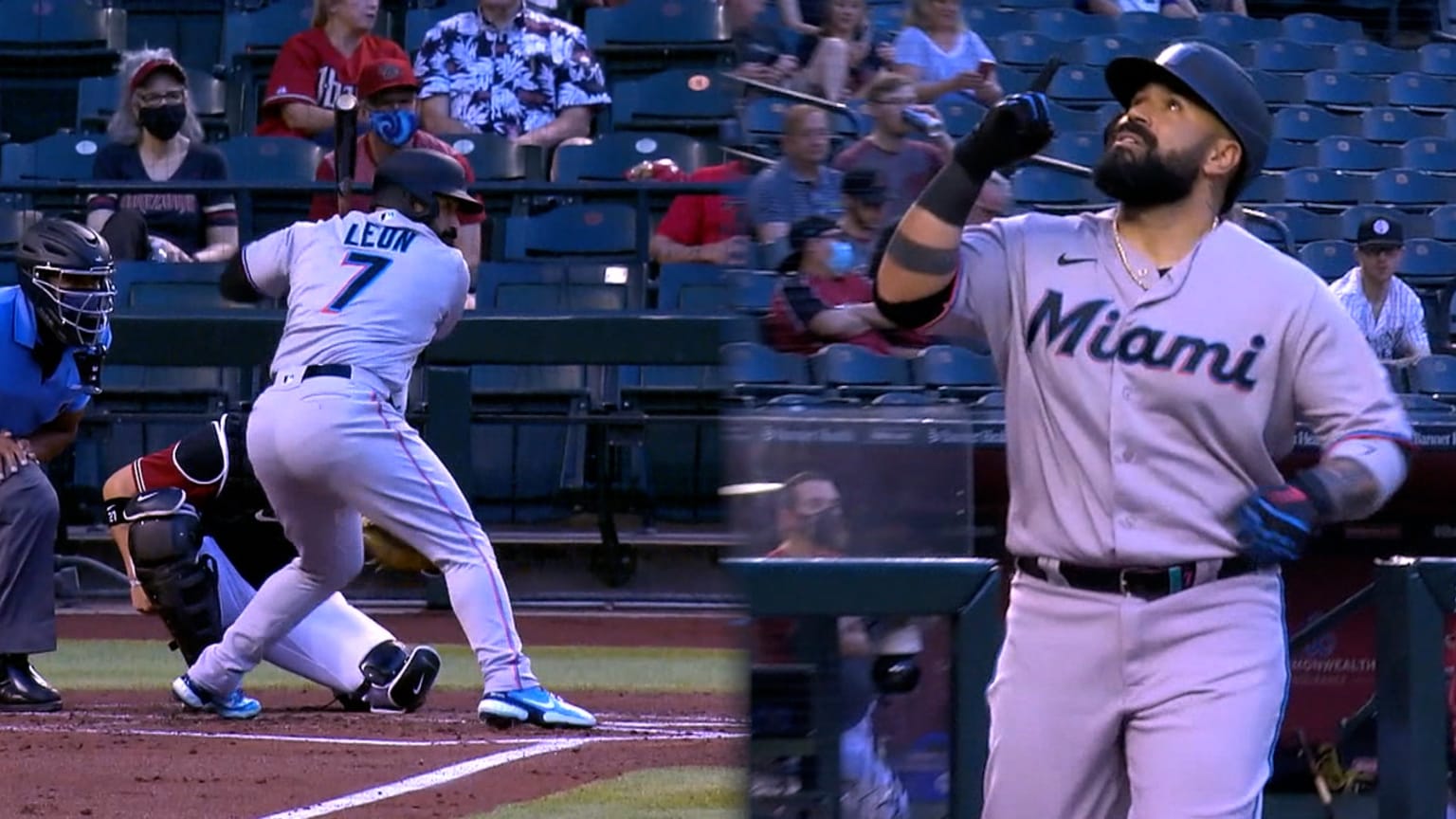 Sandy León lifts a solo jack to left-center | 05/12/2021 | Miami Marlins