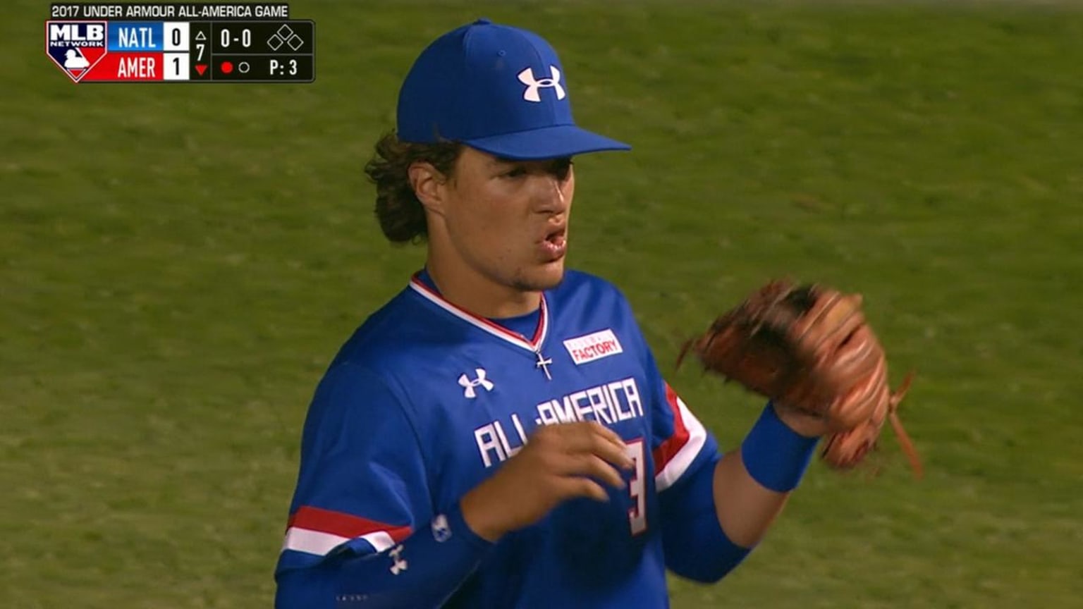 UA All-America Game: Delgado spins and fires for out | 07/30/2017 | MLB.com