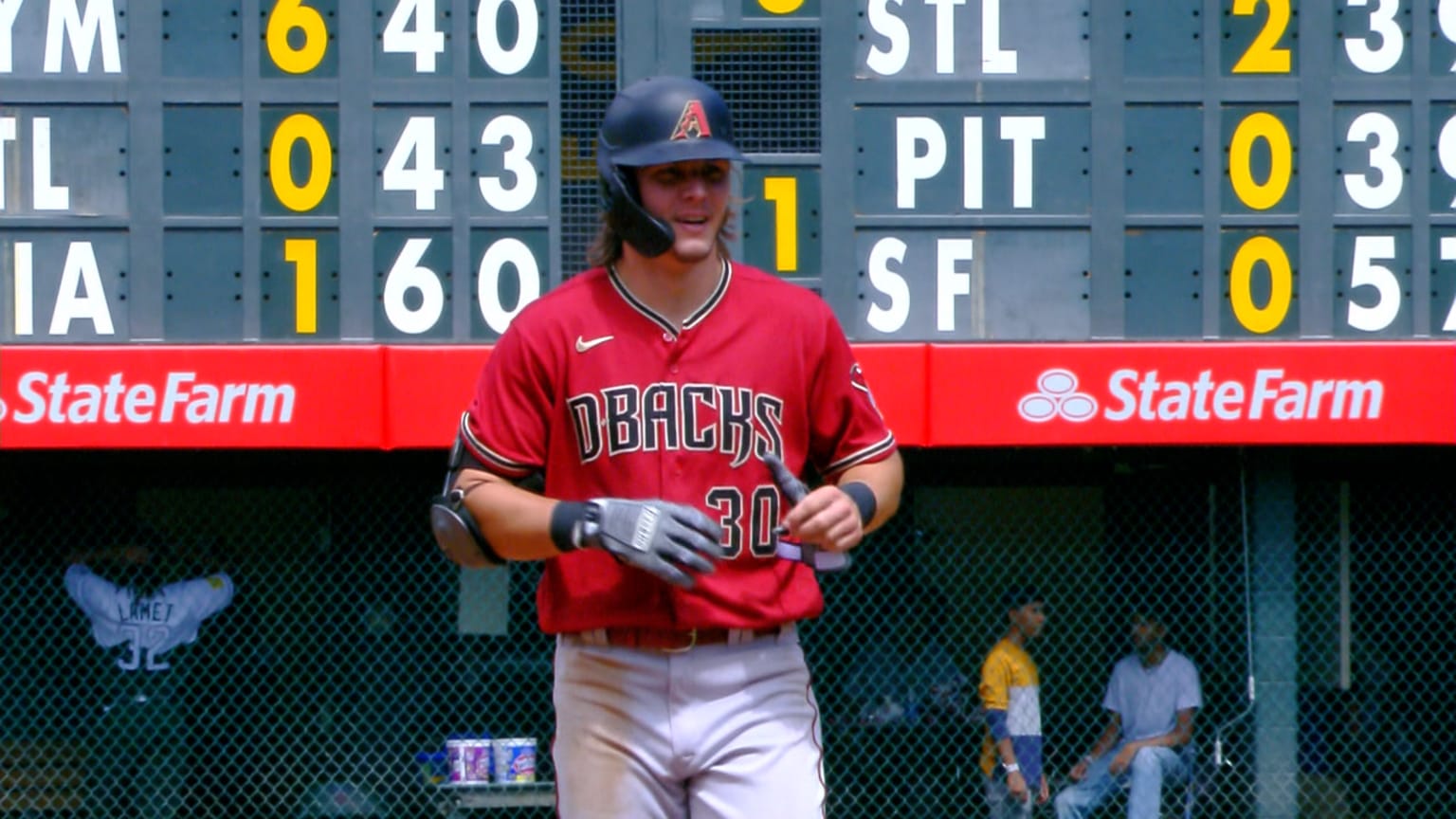 Jake McCarthy doubles to right field to score Hummel | 08/14/2022 ...