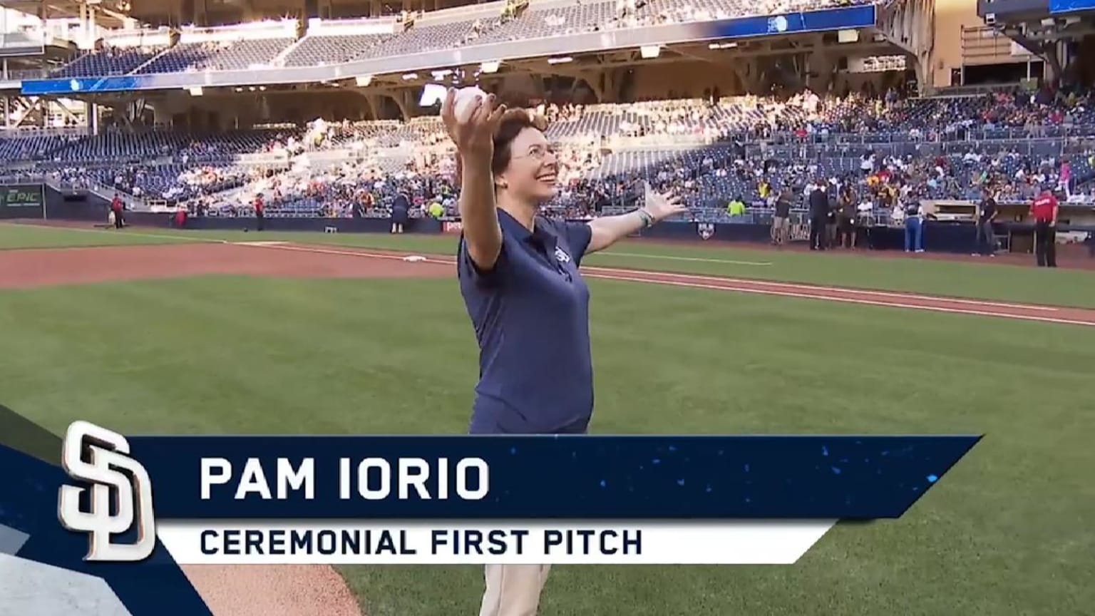 6/27/17: Ceremonial First Pitch: Pam Iorio | 06/27/2017 | San Diego Padres
