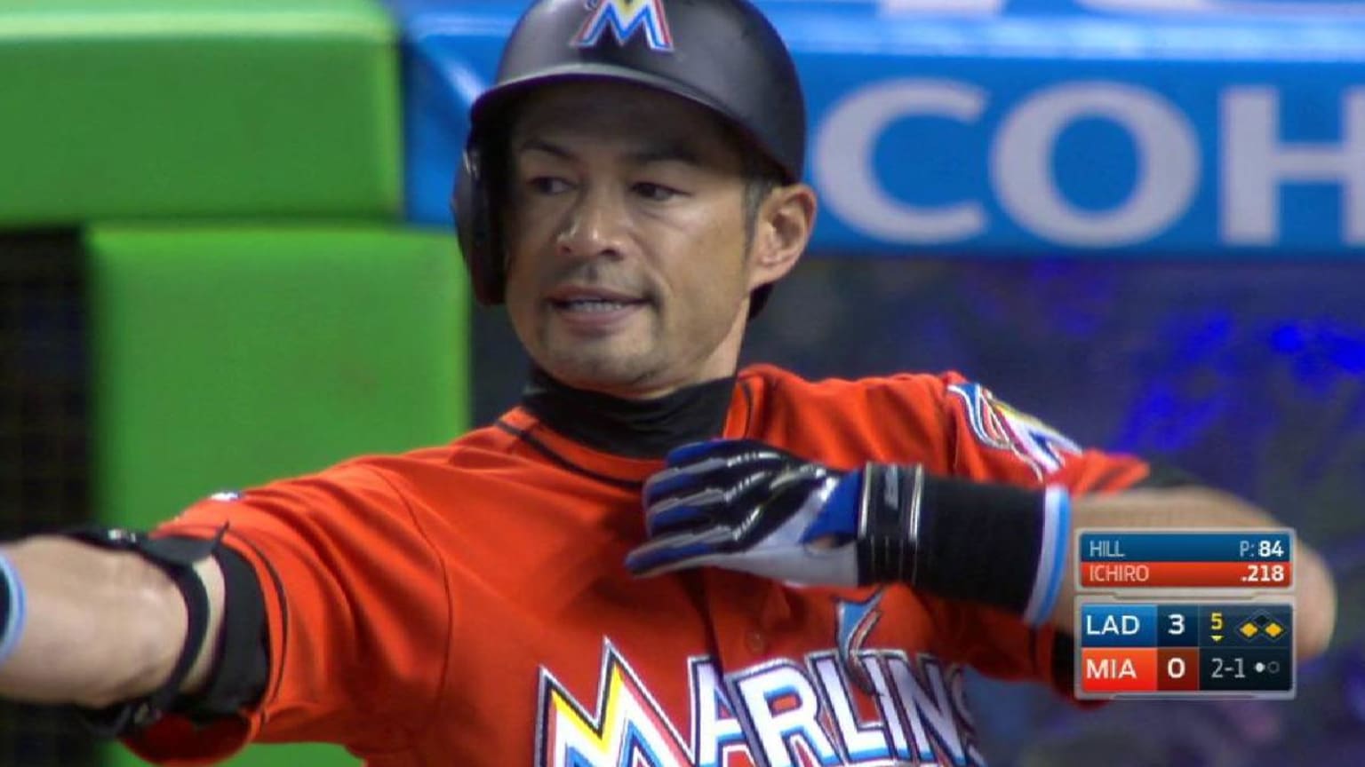 LAD@MIA: Ichiro lines an RBI single off the pitcher | 07/16/2017 | MLB.com