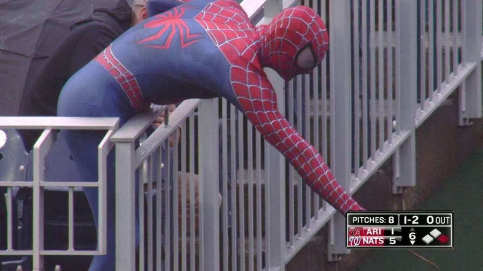 ARI@WSH: Spider-Man takes in game at Nationals Park | 09/29/2016 ...