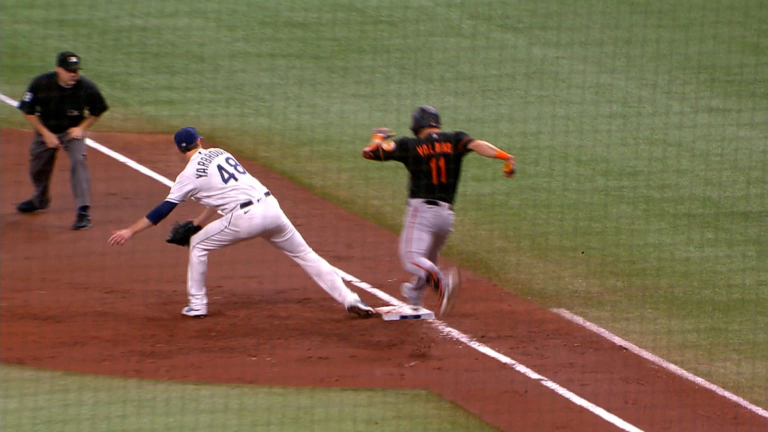 Pat Valaika safe at first base after review | 06/11/2021 | Baltimore ...