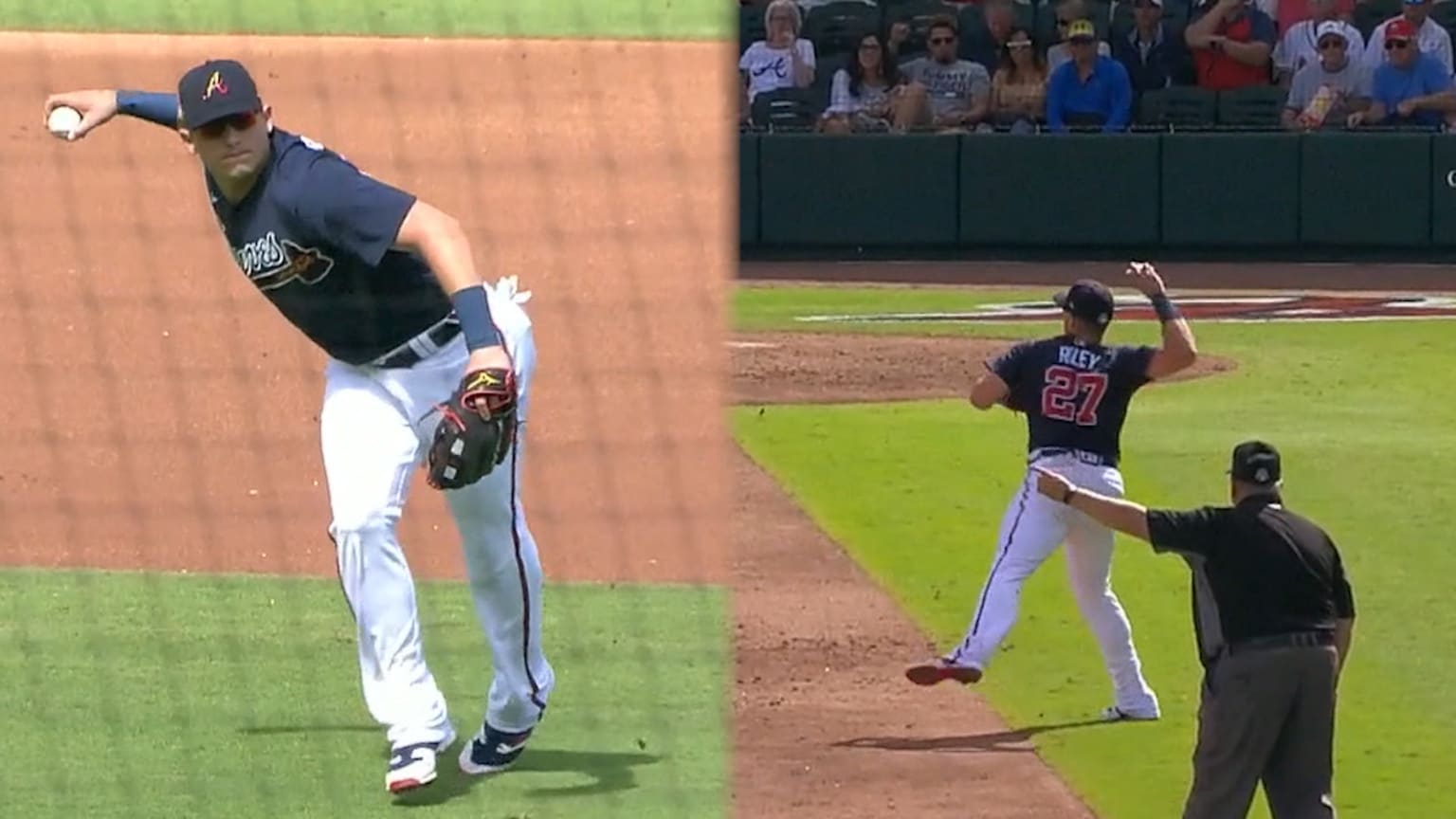 Austin Riley knocks down grounder, makes long throw | 02/23/2020 ...