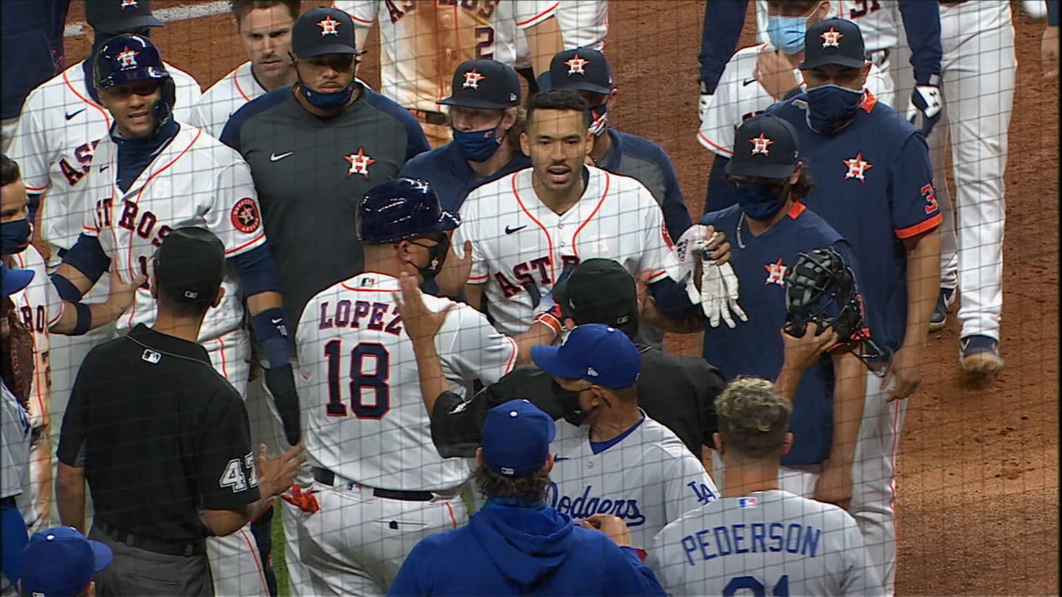 Benches clear after Carlos Correa strikes out | 07/28/2020 | Houston Astros