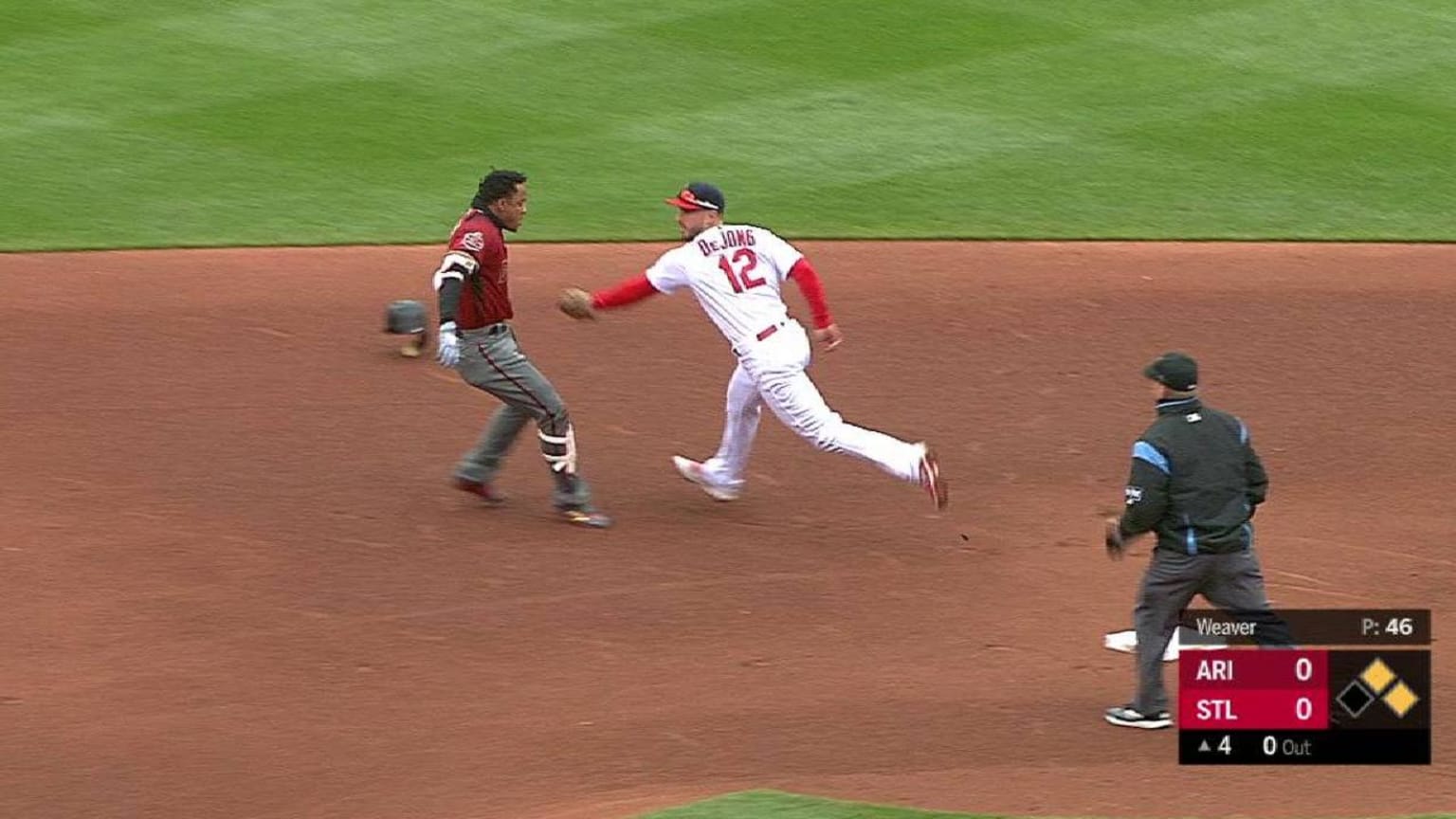 Carpenter nabs Marte at second | 04/08/2018 | St. Louis Cardinals