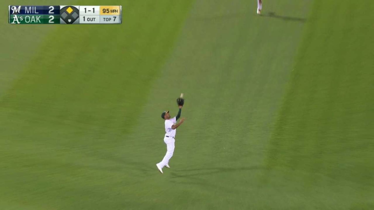 MIL@OAK: Semien snags liner, doubles off Maldonado | 06/21/2016 | MLB.com