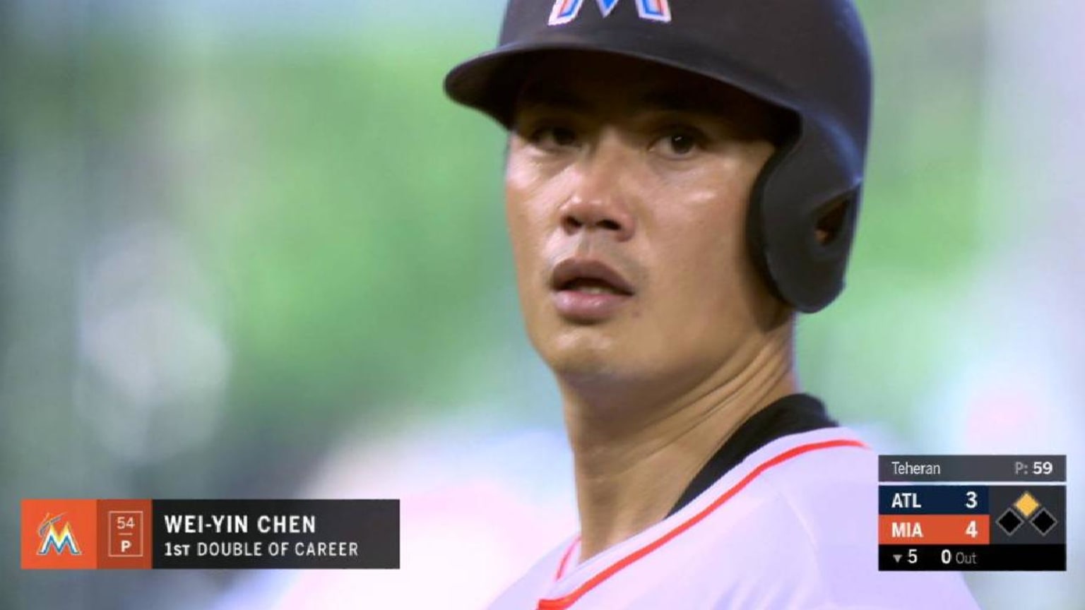 ATL@MIA: Chen slugs his first career double | 07/24/2018 | Miami Marlins