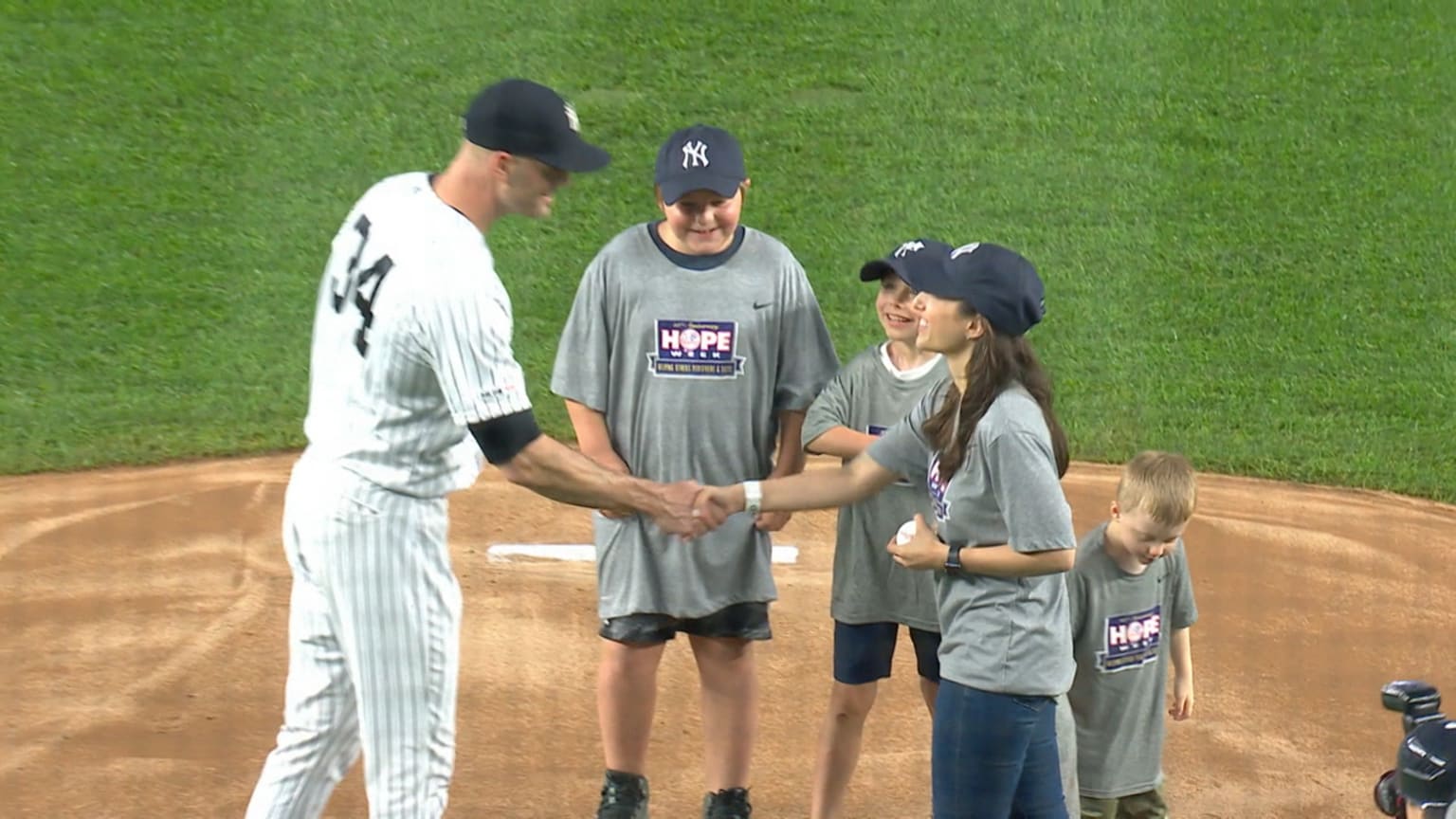 TB@NYY: Goldman throws first pitch during Hope Week | 06/18/2019 | New ...