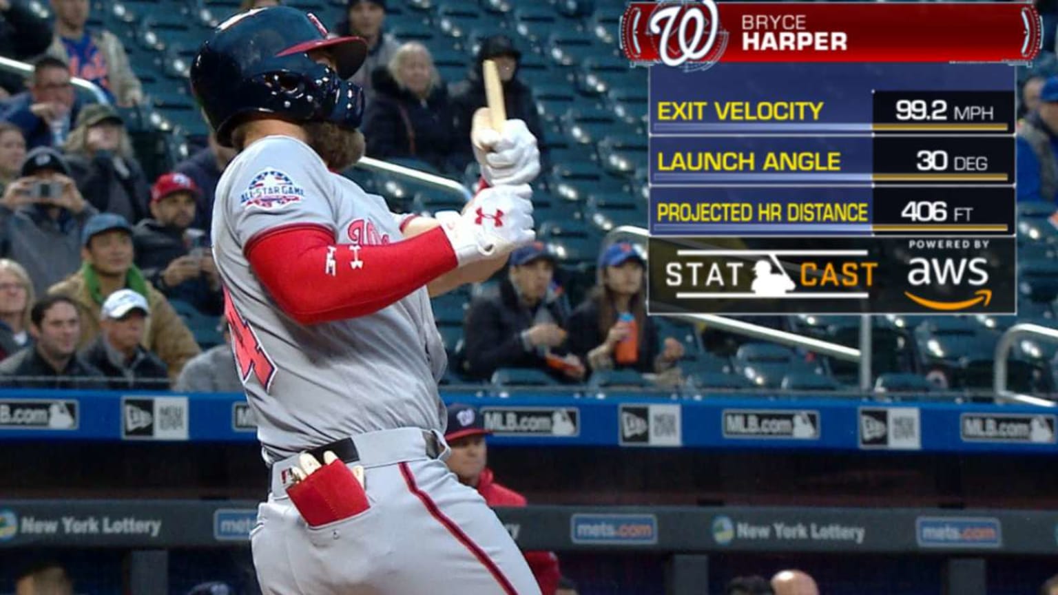 WSH@NYM: Harper breaks bat, launches 406-ft. smash | 04/16/2018 ...