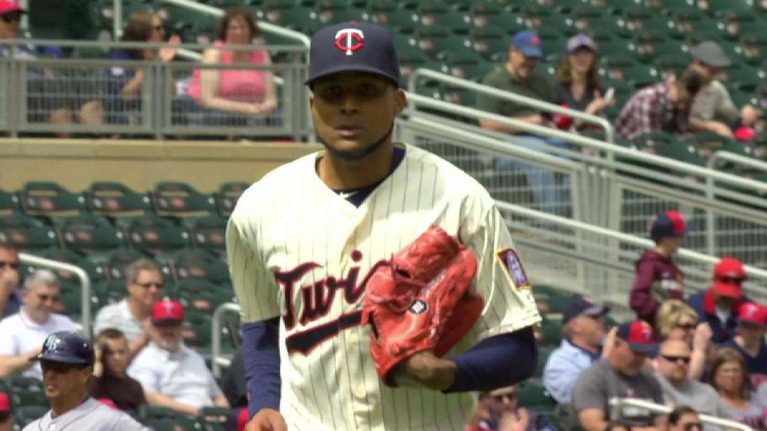 Logan Morrison grounds out softly, pitcher Ervin Santana to first ...