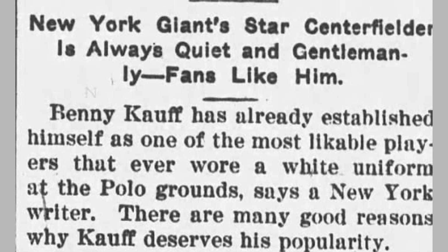 Benny Kauff flashy trash talker