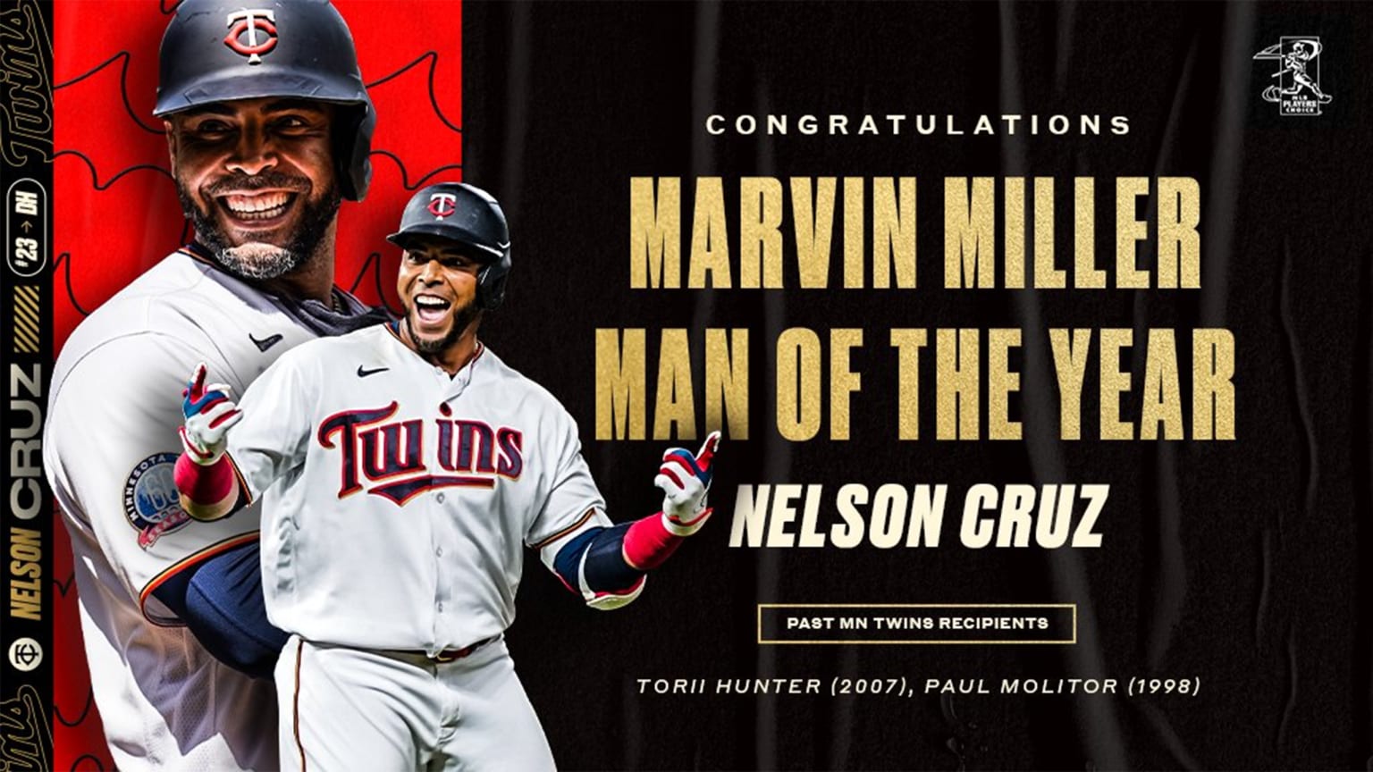 Nelson Cruz earns Marvin Miller Man of the Year with Twins