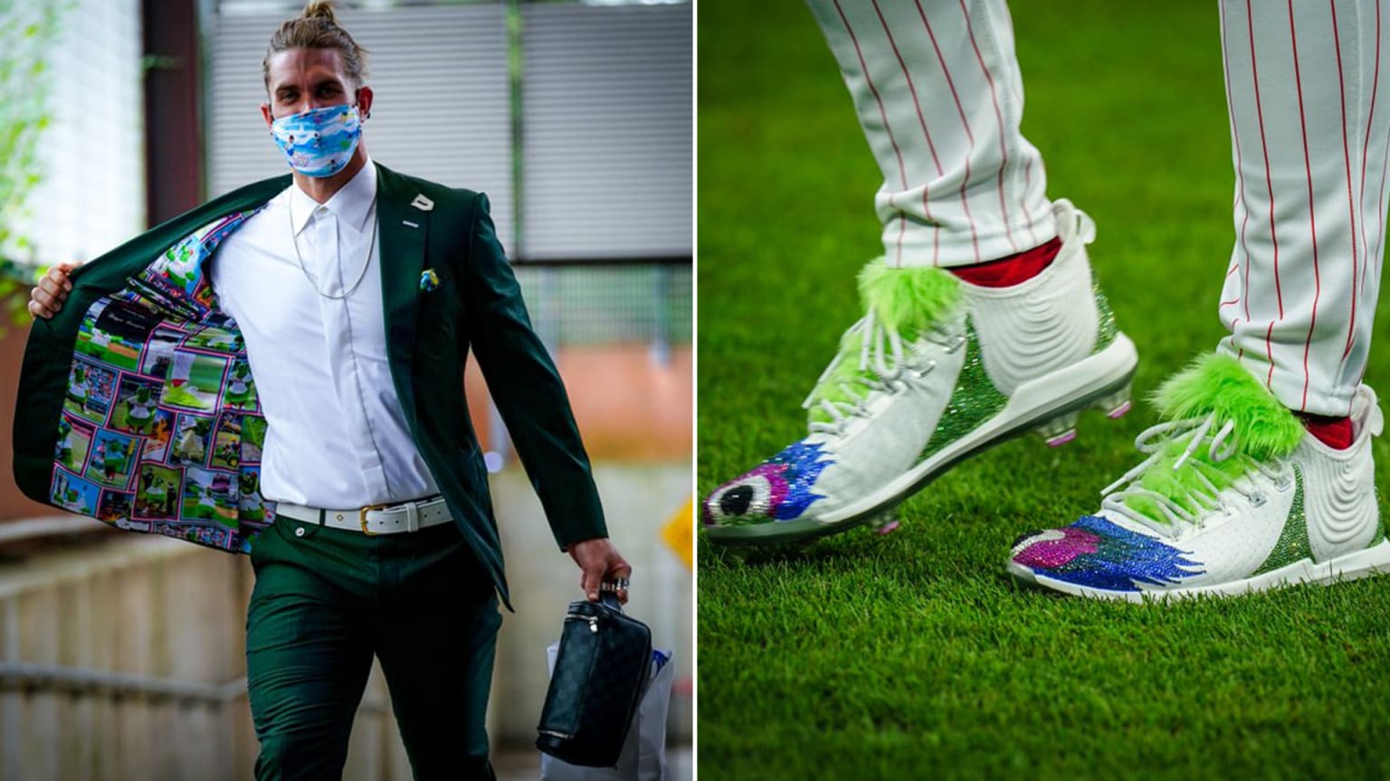Bryce Harper wears custom Phanatic suit, cleats