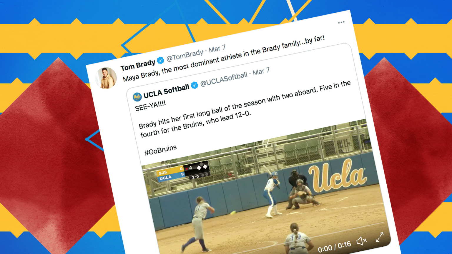 Maya Brady is Tom's niece and a UCLA softball star
