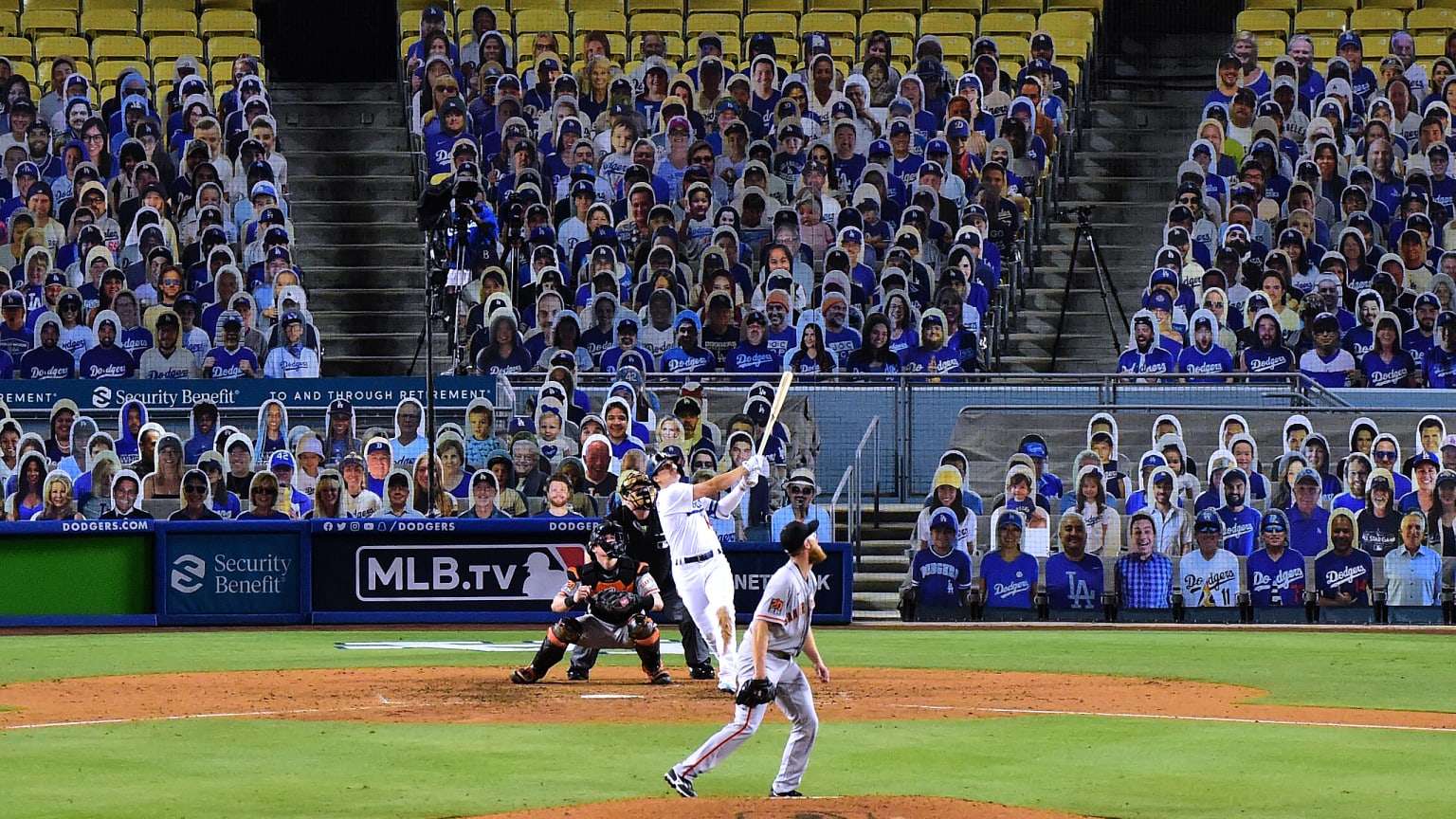 Dodger Stadium fan cutouts filled with celebrities
