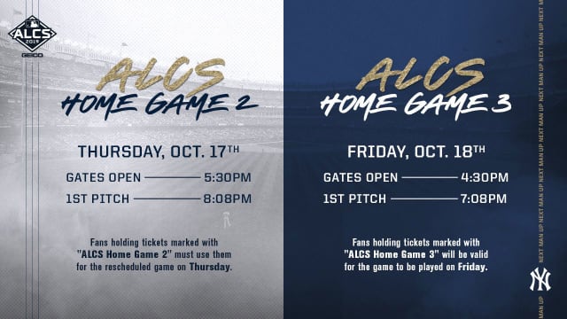 2019 ALCS Games 4 and 5 ticket information