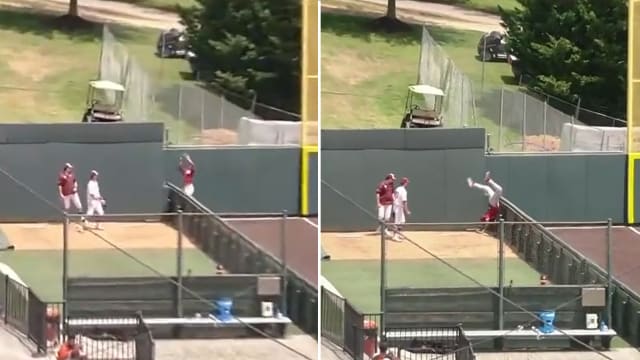 Oklahoma outfielder Kendall Pettis flips over fence making catch