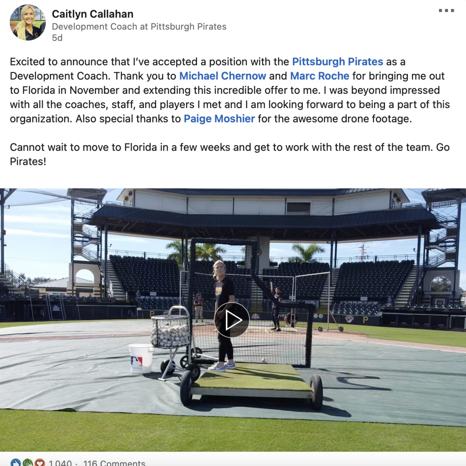 Pirates hire first in-uniform female coach
