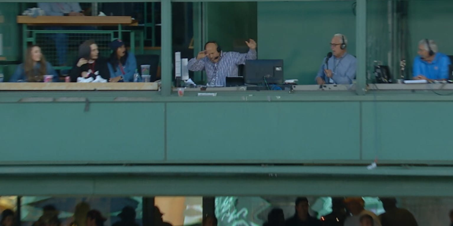 A foul ball hit the A's broadcast booth and snapped the broadcasters ...