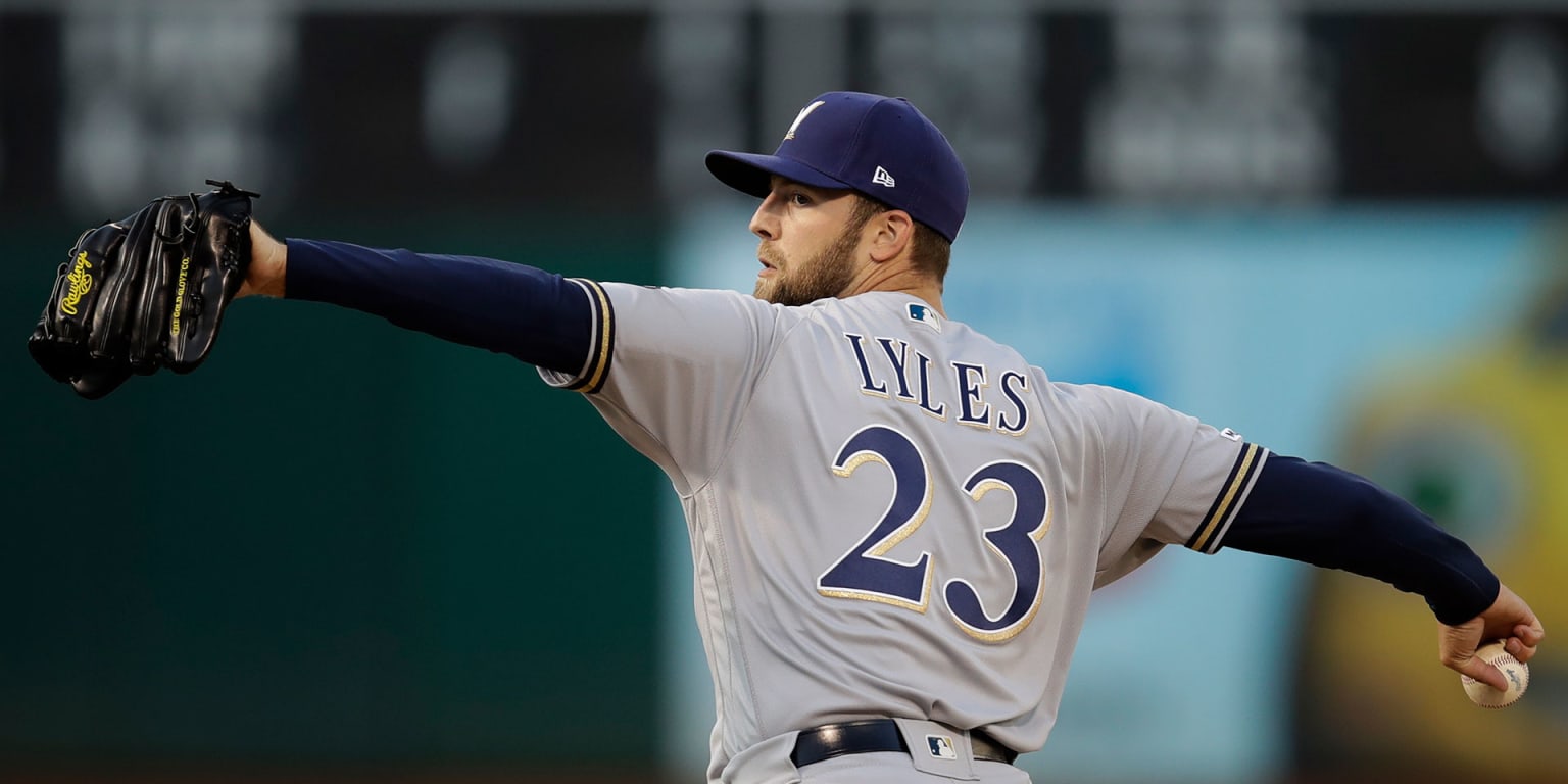 Jordan Lyles wins in 1st game back with Brewers