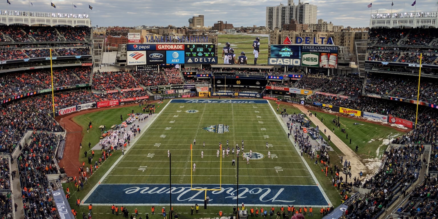 Yankee Stadium transformed into a football stadium to host Notre Dame ...