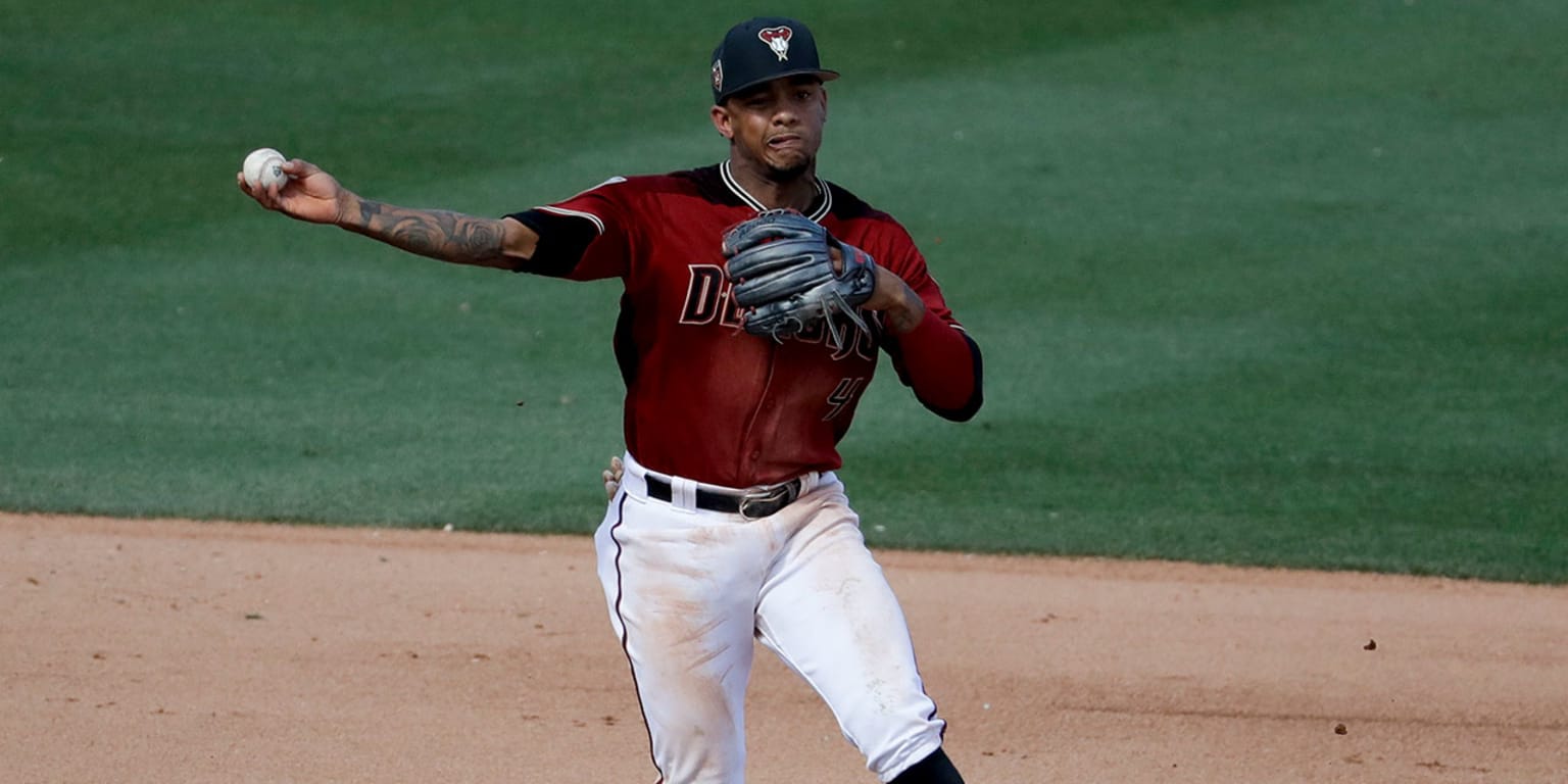 Ketel Marte embracing second base with D-backs