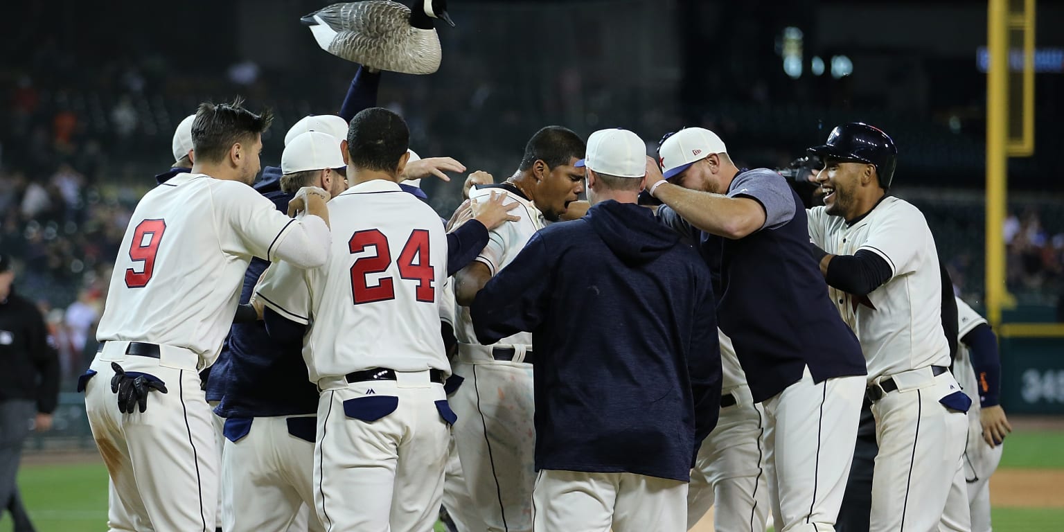 The Tigers celebrated Jeimer Candelario's walk-off homer with the rally ...