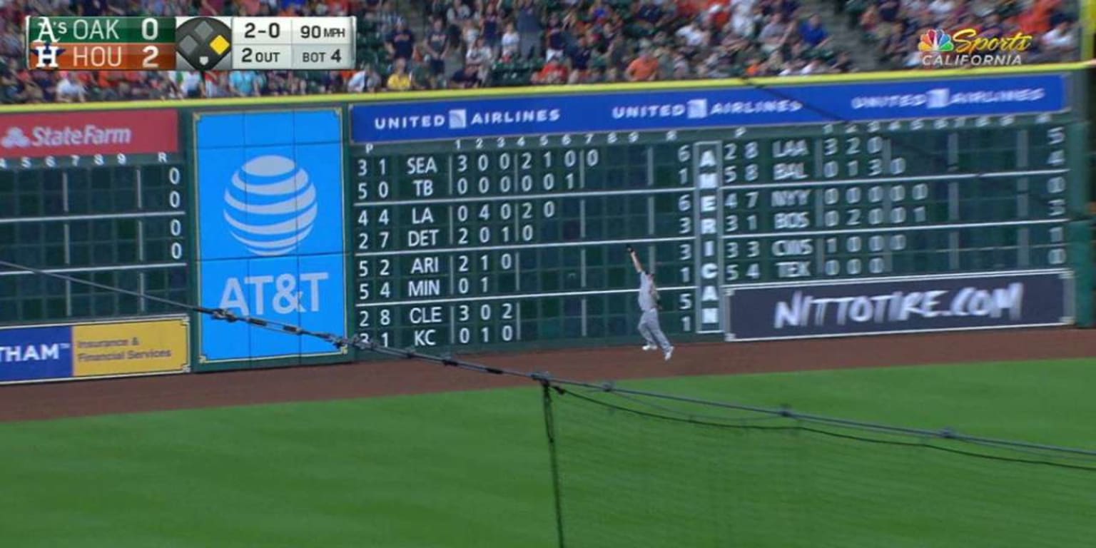 Matt Joyce made a great leaping grab and celebrated by breaking a ...