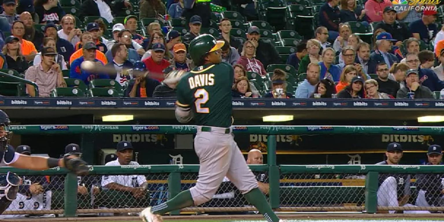Khris Davis fouled a pitch off -- and then managed to hit it again on ...
