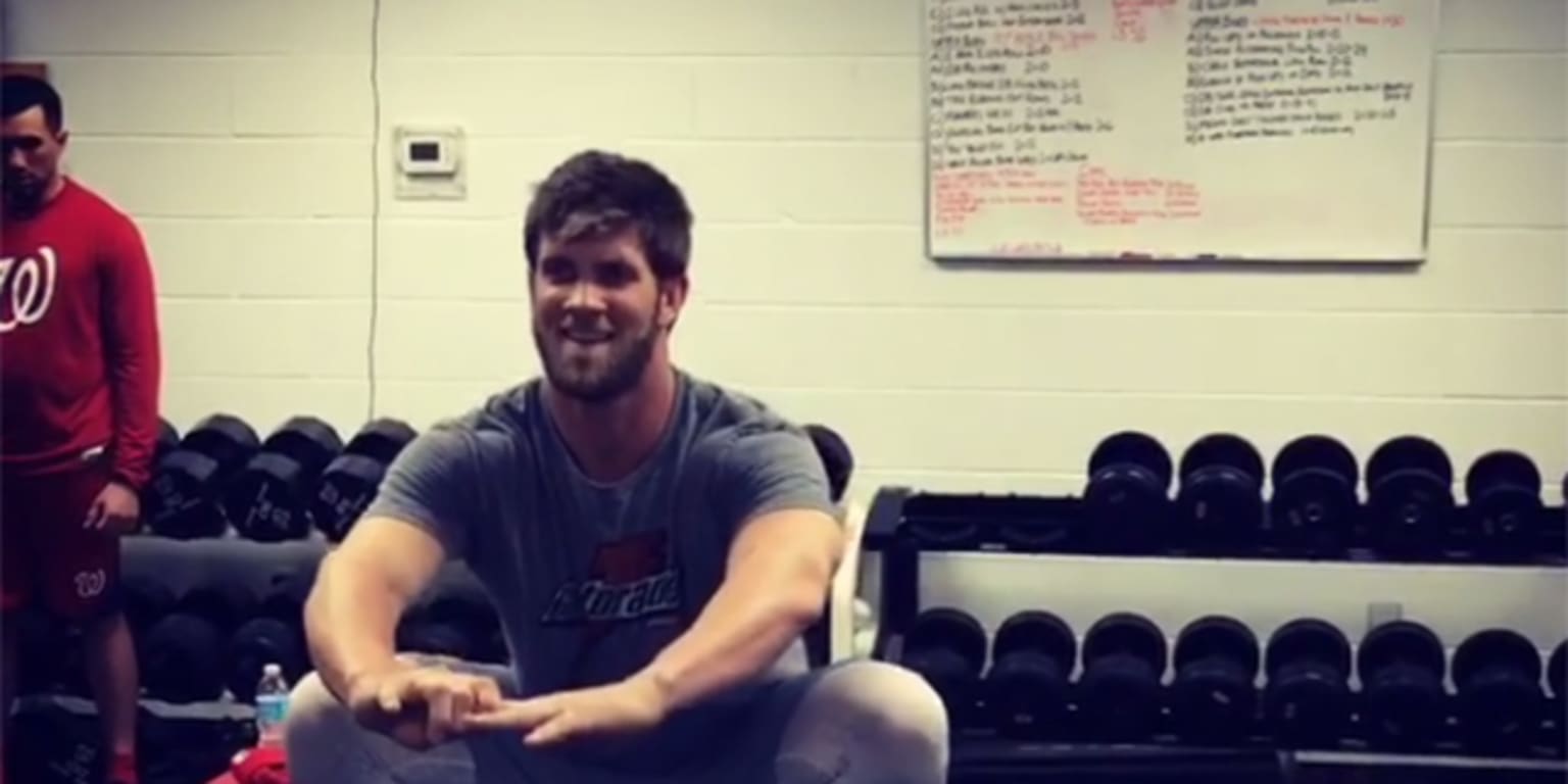 Watch Bryce Harper do squats on what is basically a giant bouncy ball ...