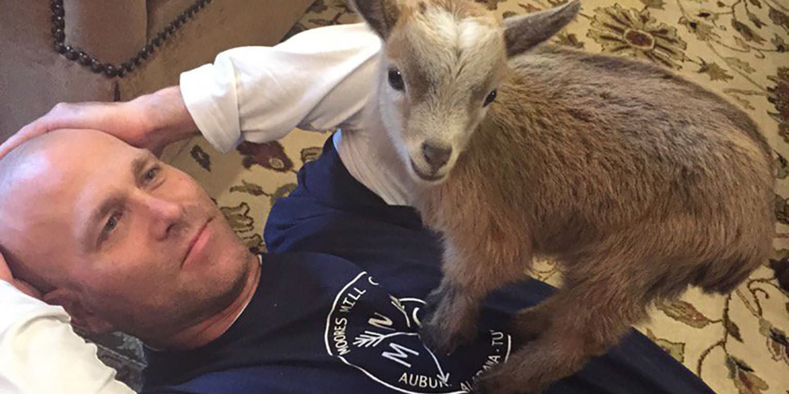 Tim Hudson is now best friends with an adorable baby goat named Douglas ...