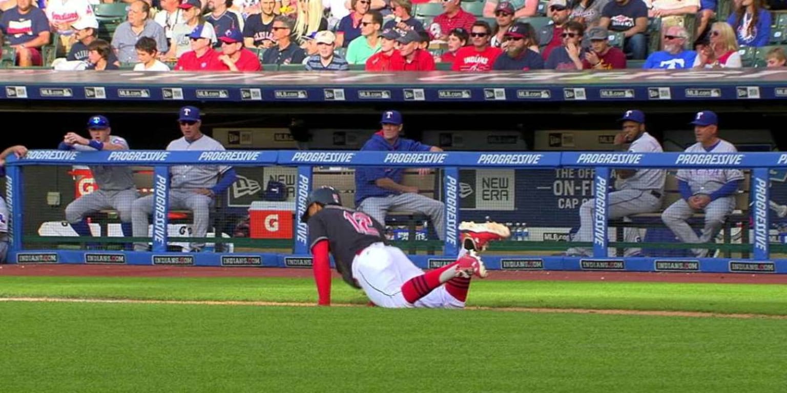 Debuting his new slapstick comedy routine, Francisco Lindor tripped ...