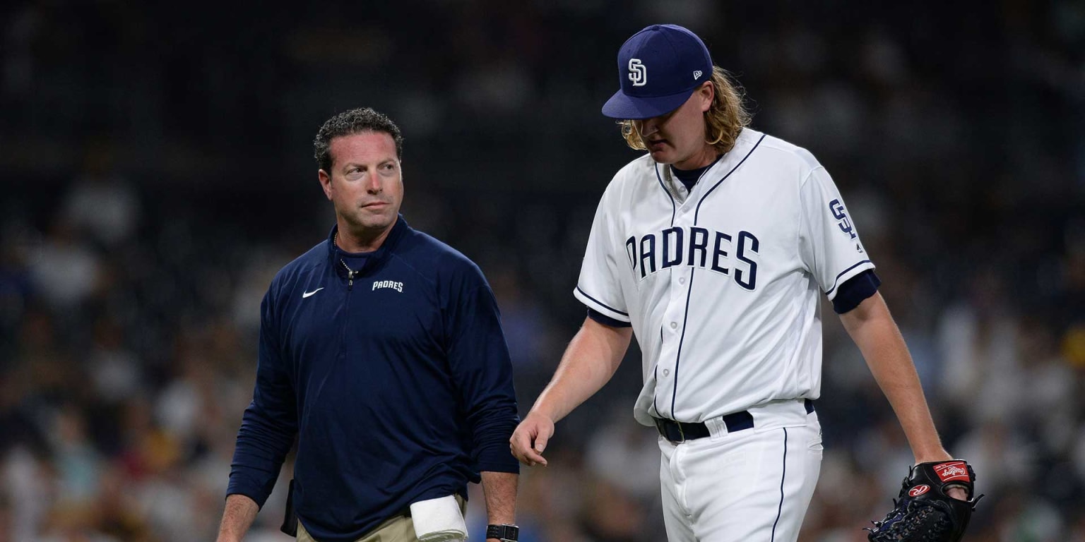 Trey Wingenter exits after comebacker to arm