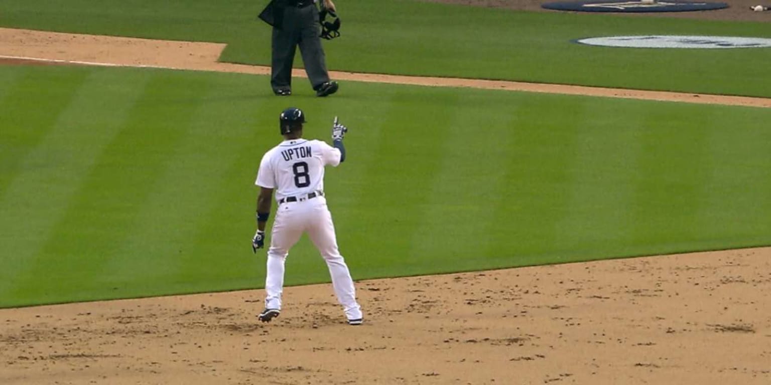 Justin Upton hit the 'pause' button and retreated to re-touch first ...