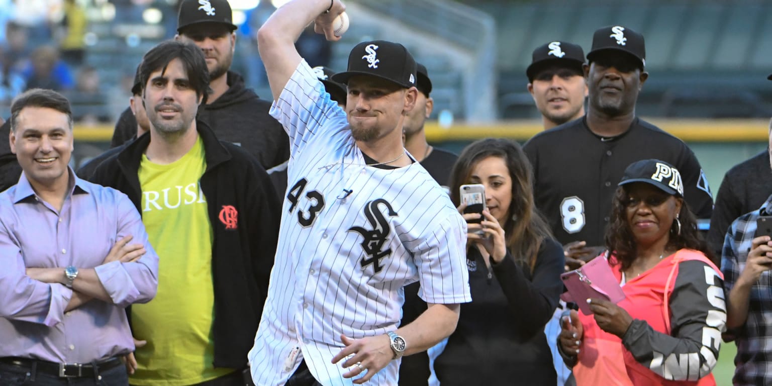 Danny Farquhar throws out first pitch