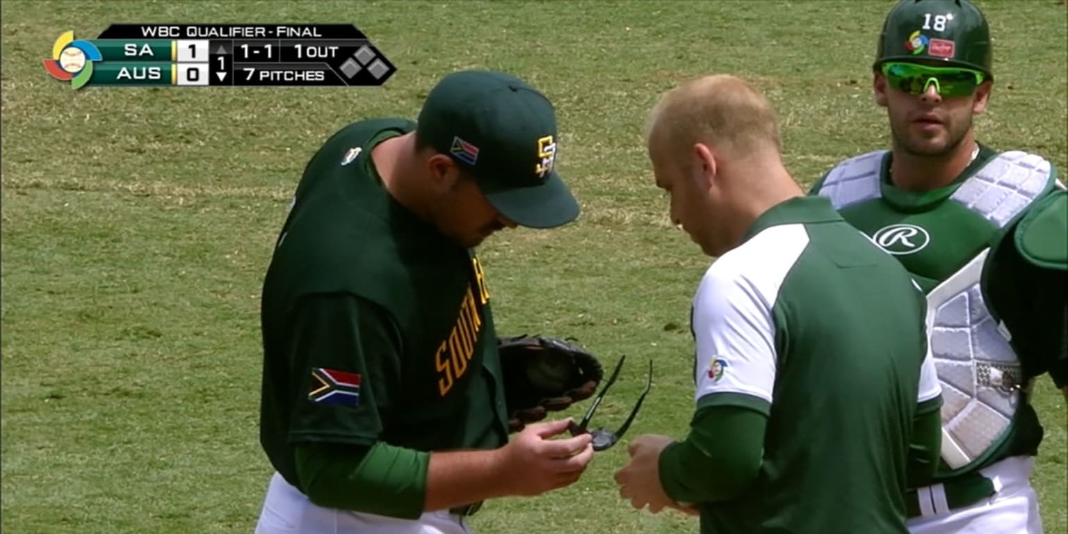 South Africa pitcher and hero Kyle Gaddin needed his sunglasses cleaned ...