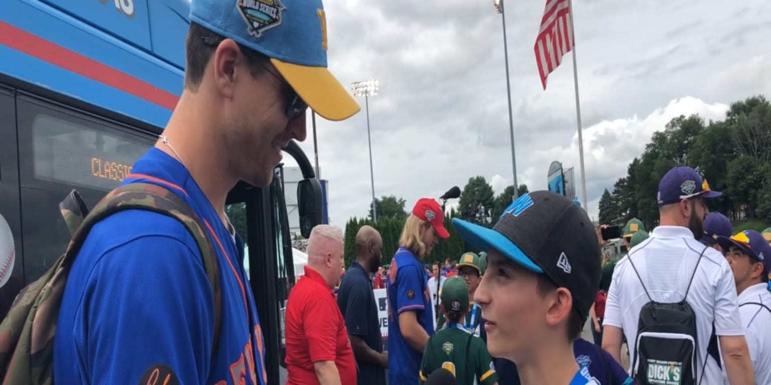 Little Leaguer Karl Schwarzer shared some tips with the Mets prior to ...