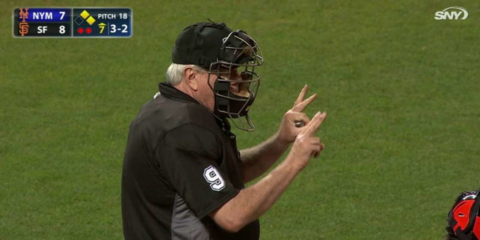 Home-plate umpire gives emphatic strike three call on, um, strike two ...