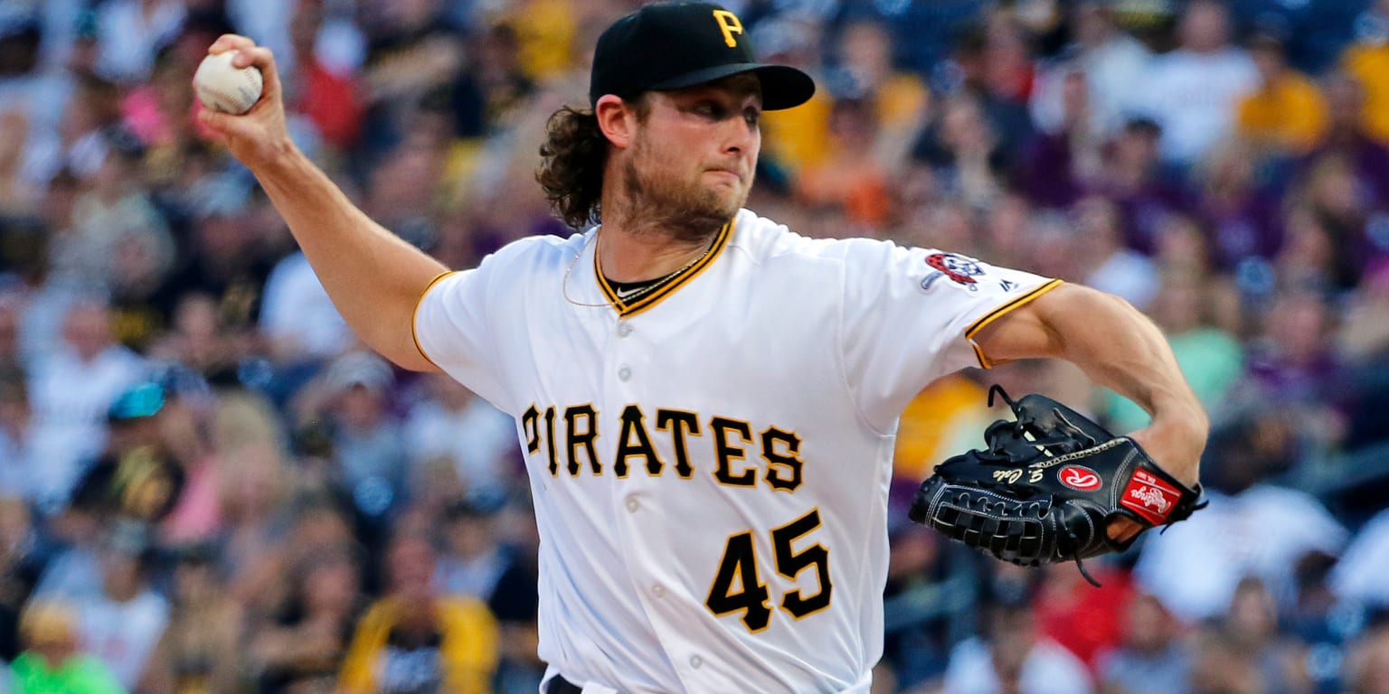 Pirates' Gerrit Cole strikes out 10 Brewers