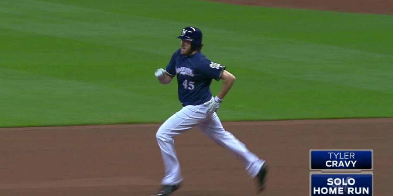 Brewers reliever Tyler Cravy ended his personal offensive drought with ...