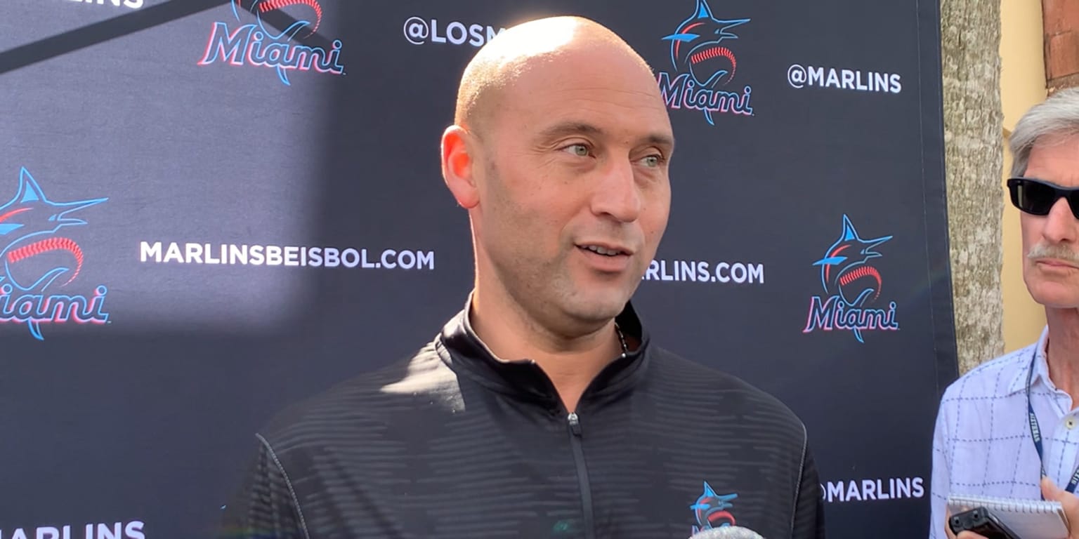 Derek Jeter speaks at Marlins Spring Training