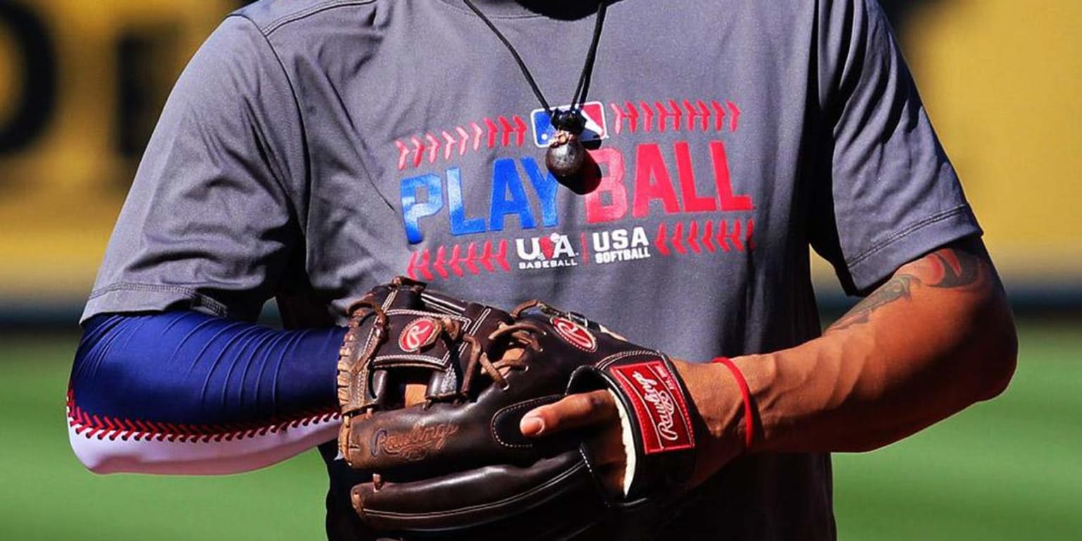 Angels wear BP shirts for Play Ball Weekend