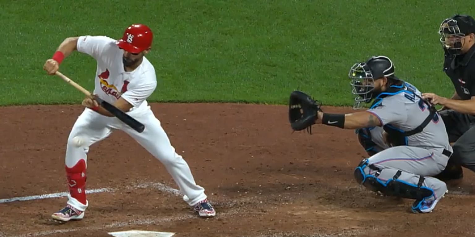 Matt Carpenter bunts for double