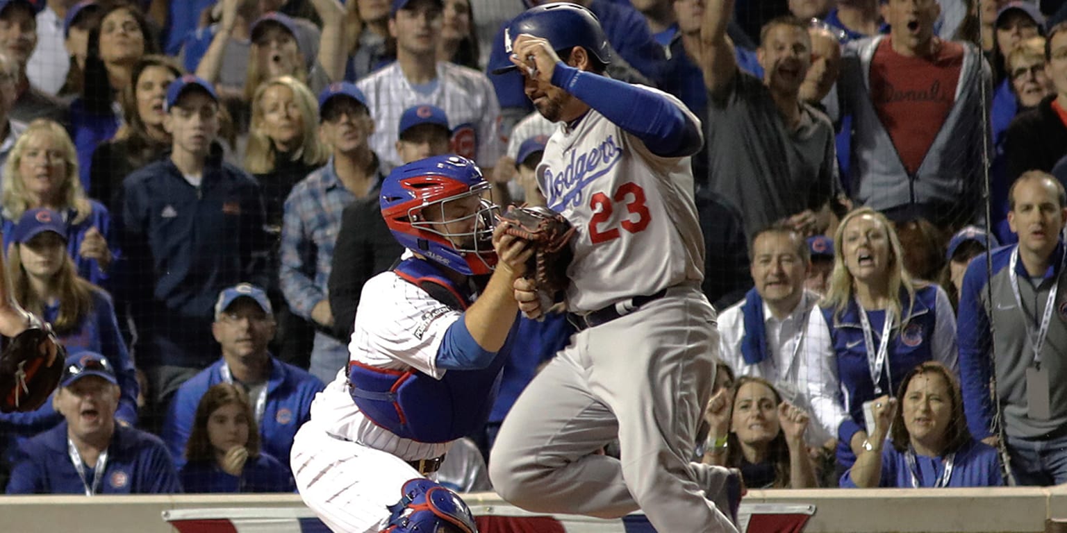 Adrian Gonzalez thrown out at home by Cubs