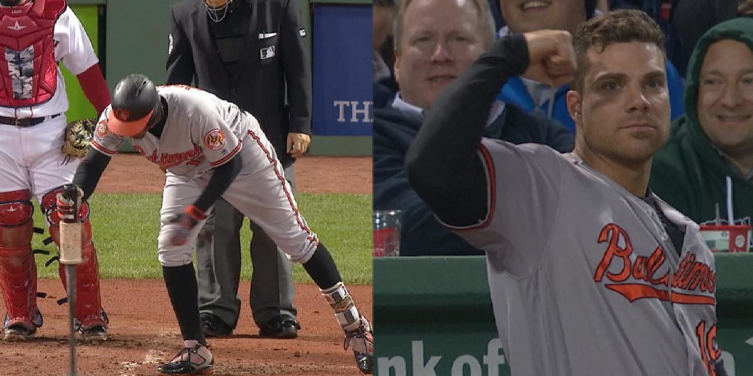 Adam Jones' bat weight refused to slide off, so strong man Chris Davis ...
