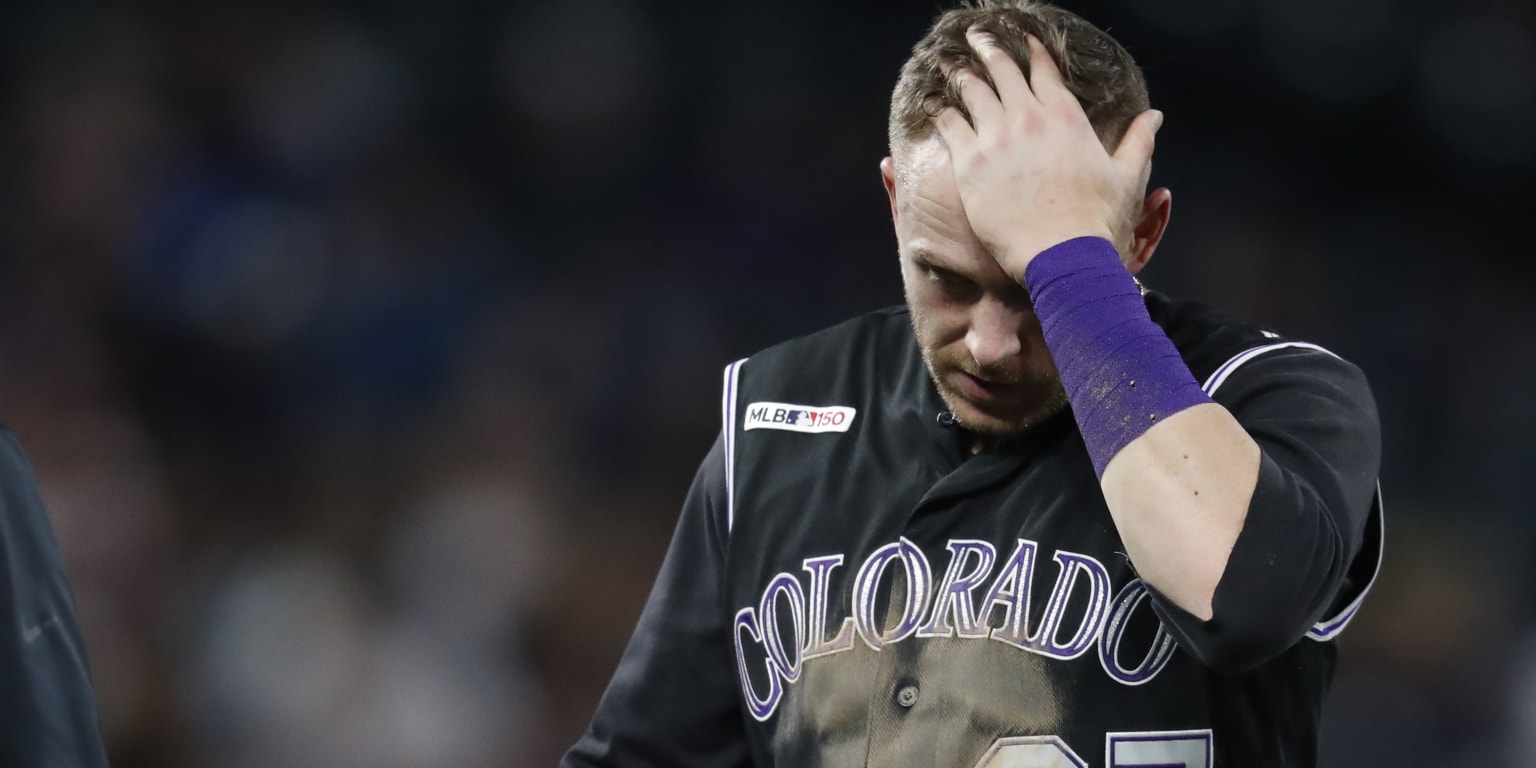 Trevor Story hit in forehead by hard grounder